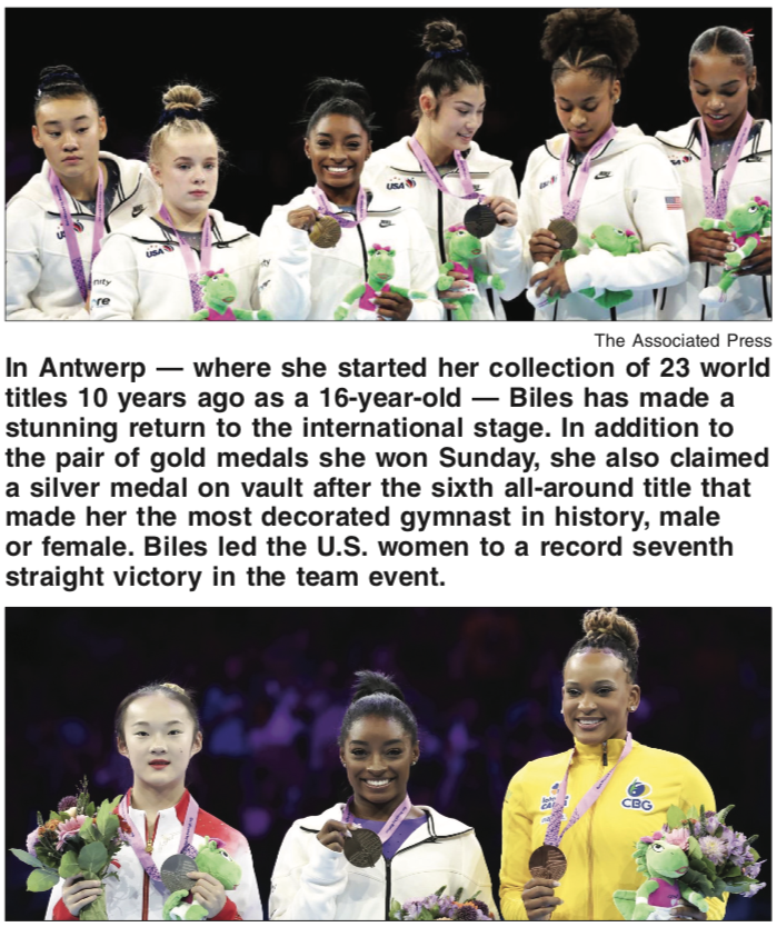 Unstoppable Simone Biles wraps up world championships | Richmond Free ...