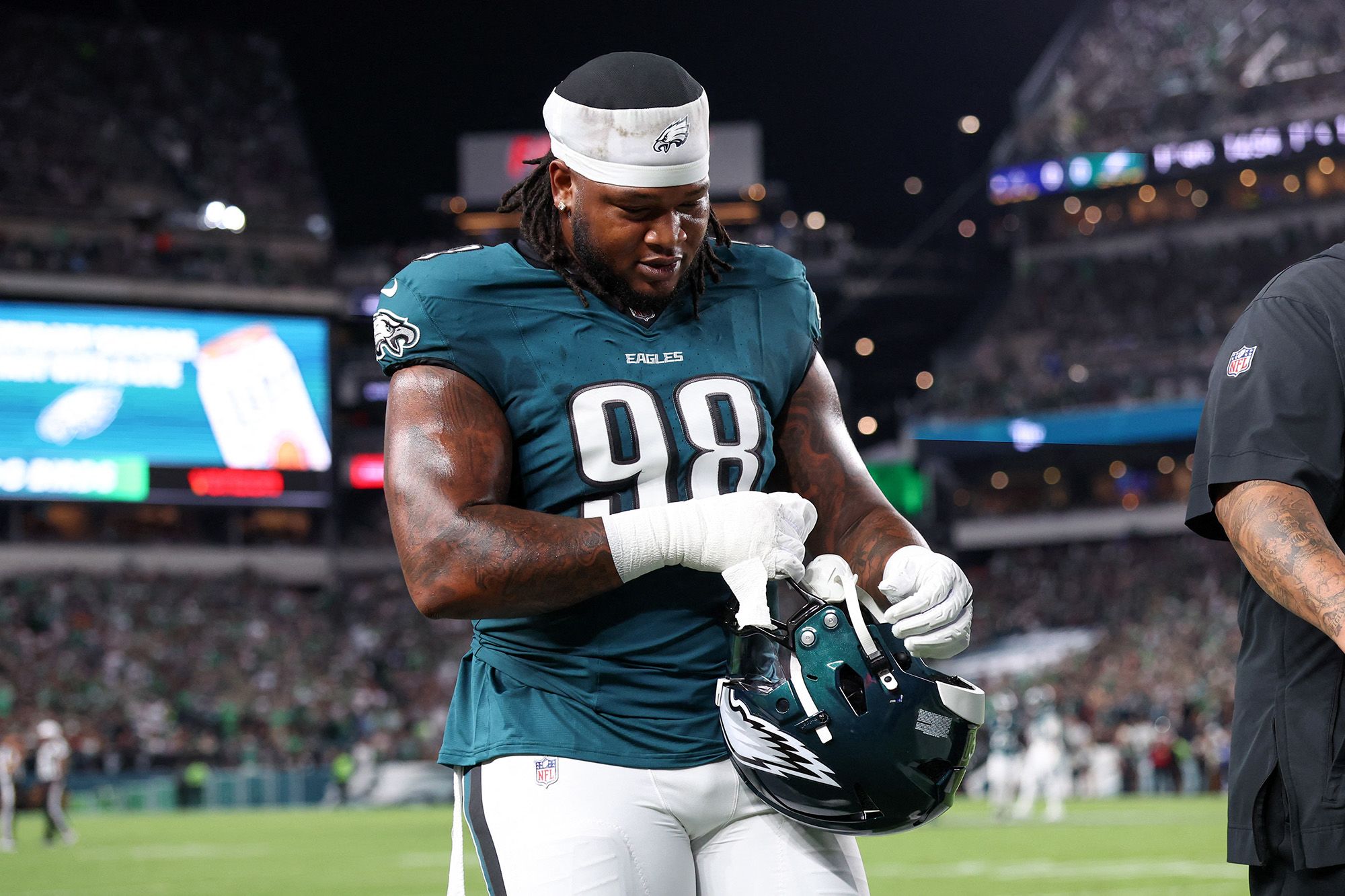 What happens next after Philadelphia Eagles star Jalen Carter spat on opponent in season-opening ...