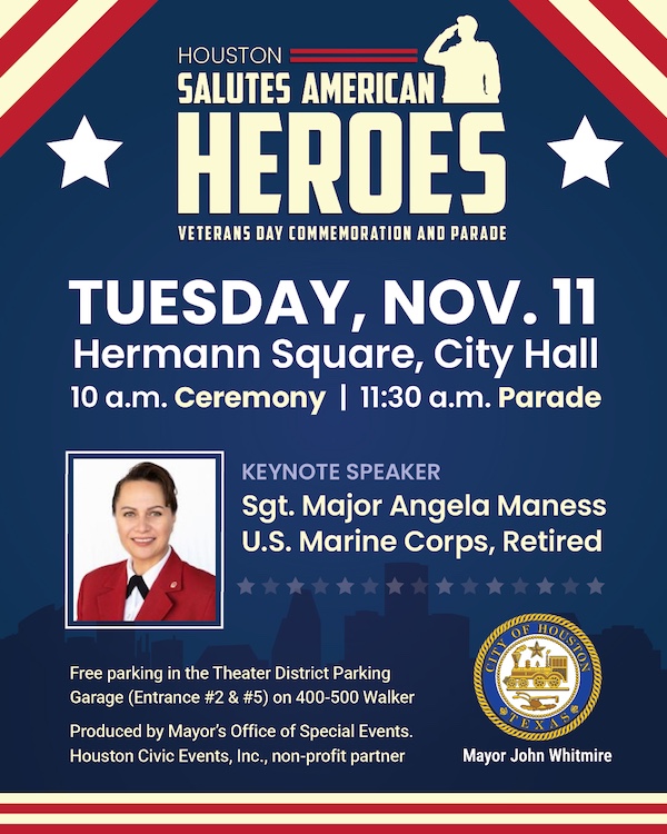 Houston to Honor Veterans with Parade, Ceremony, and Keynote Address on ...